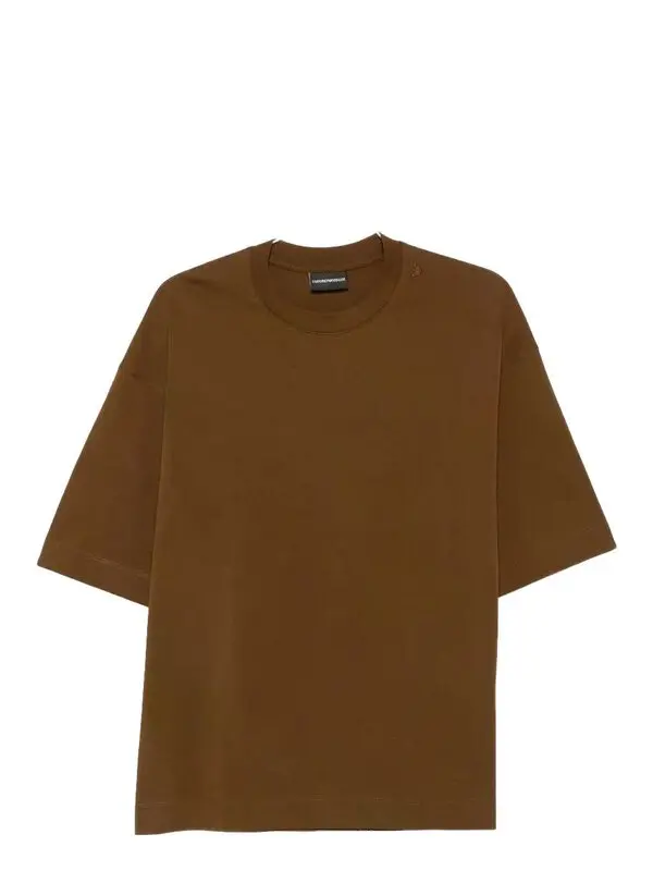 Emporio Armani Logo-embroidered T-shirt - Brown