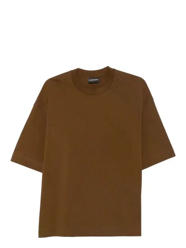 Emporio Armani Logo-embroidered T-shirt - Brown