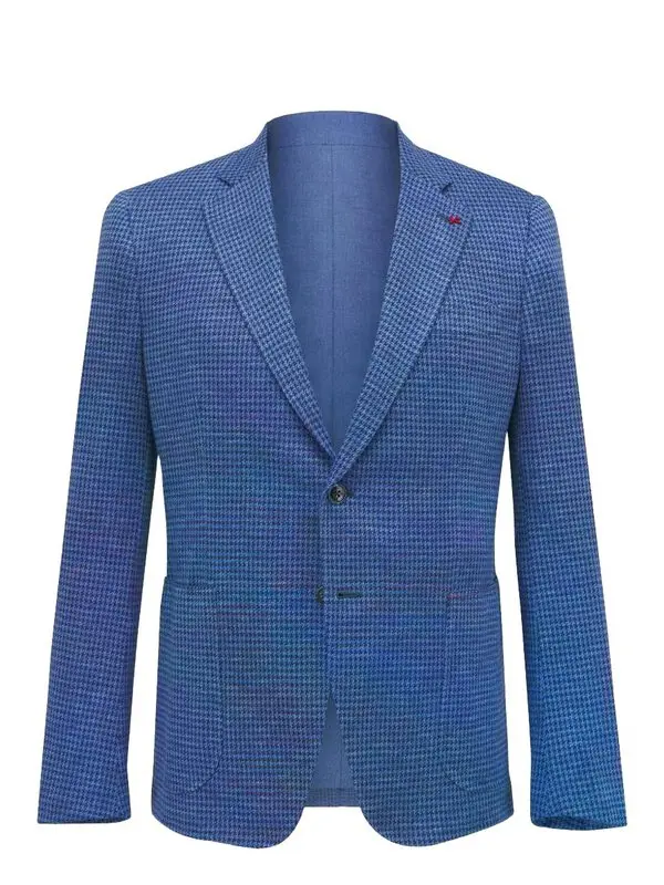 Isaia Houndstooth-pattern Single-breasted Blazer - Blue