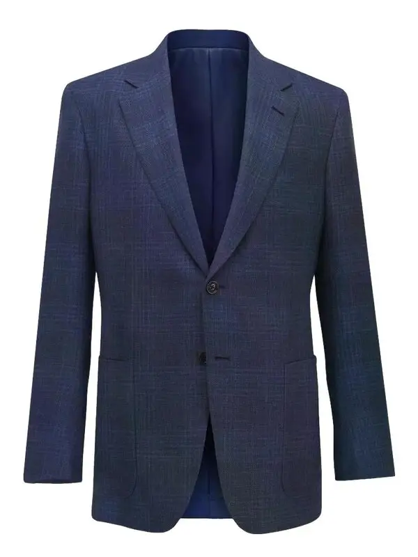 Zegna Check-pattern Single-breasted Blazer - Blue