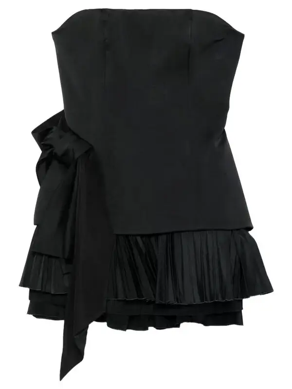 Alexander McQueen Bow-detail Pleated Strapless Dress - Black