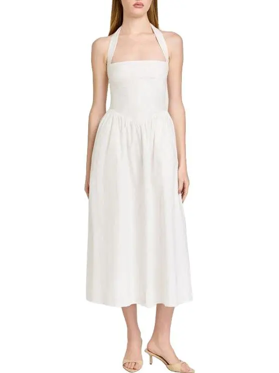 WAYF Camellia Halter Neck Midi Dress - Ivory