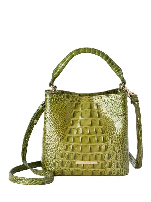 Brahmin Mini Amelia Croc Embossed Bucket Bag - Olive