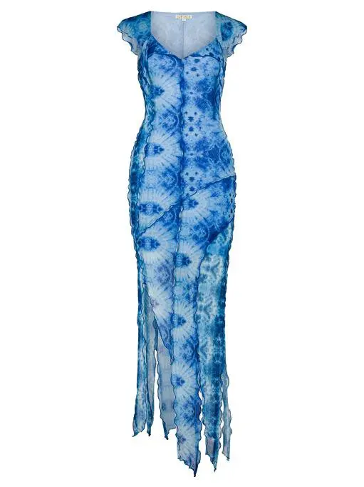 SAEMDI Livia Mesh Dress - Blue Tie-dye