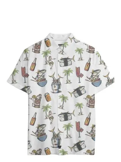 SALT LIFE Poke Night Woven Short Sleeve Shirt - Off White