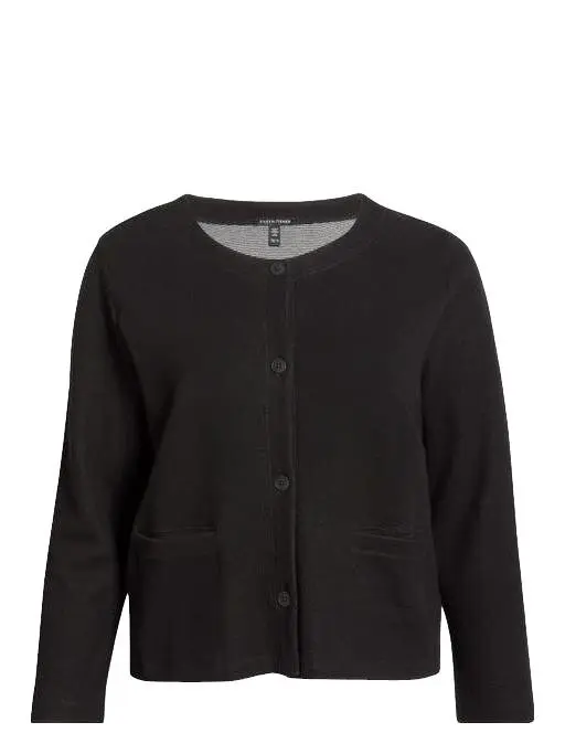 Eileen Fisher Button-front Organic Cotton Jacket - Black
