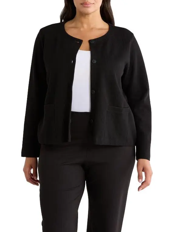 Eileen Fisher Button-front Organic Cotton Jacket - Black