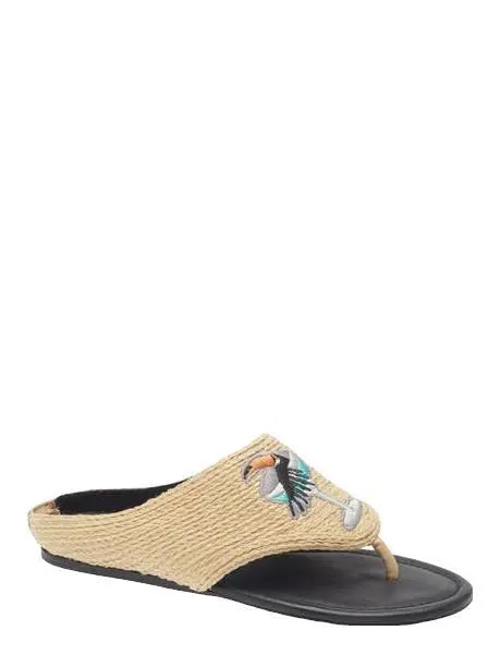 Farm Rio Icons Raffia Flip Flop - Tucan Black