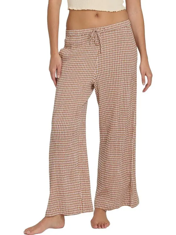 BILLABONG Check Drawstring Wide-leg Pants - Sugar Almond