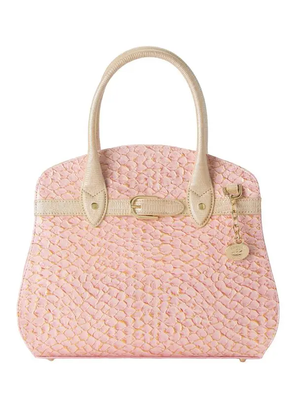 Brahmin Embossed Leather Satchel - Pink