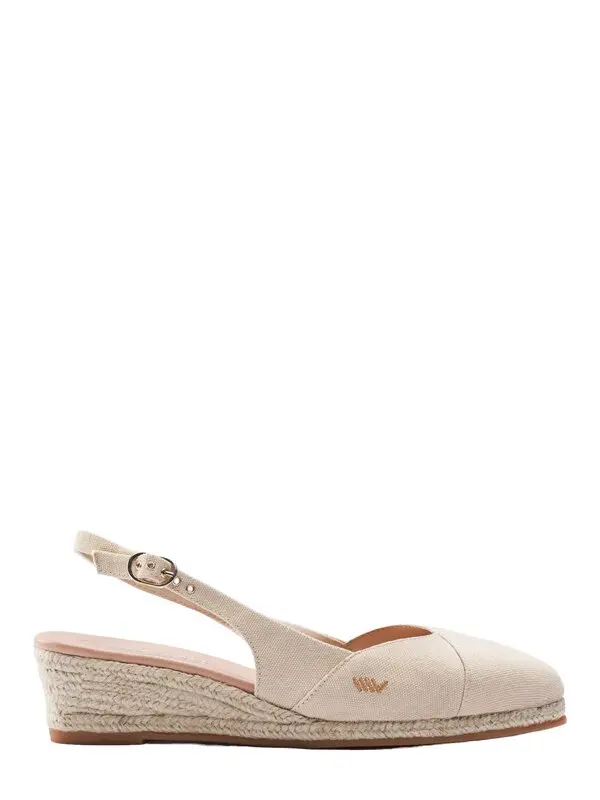 VISCATA Canvas Espadrille Wedge Sandals - Beige