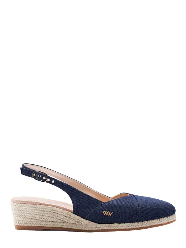 VISCATA Canvas Espadrille Wedge Sandals - Navy Blue