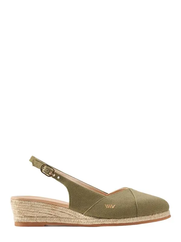 VISCATA Canvas Espadrille Wedge Sandals - Olive