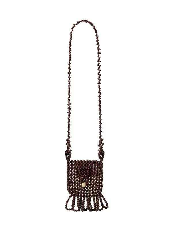 LEMAIRE Beaded Grigri Necklace Bag - Brown