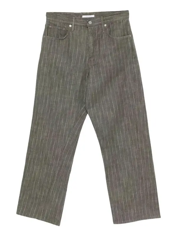 SUNFLOWER Wide Twist Striped Straight Jeans - Green
