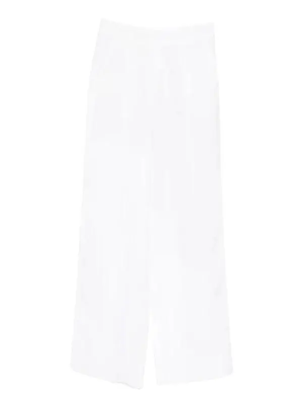 Marella Linen Wide-leg Trousers - White