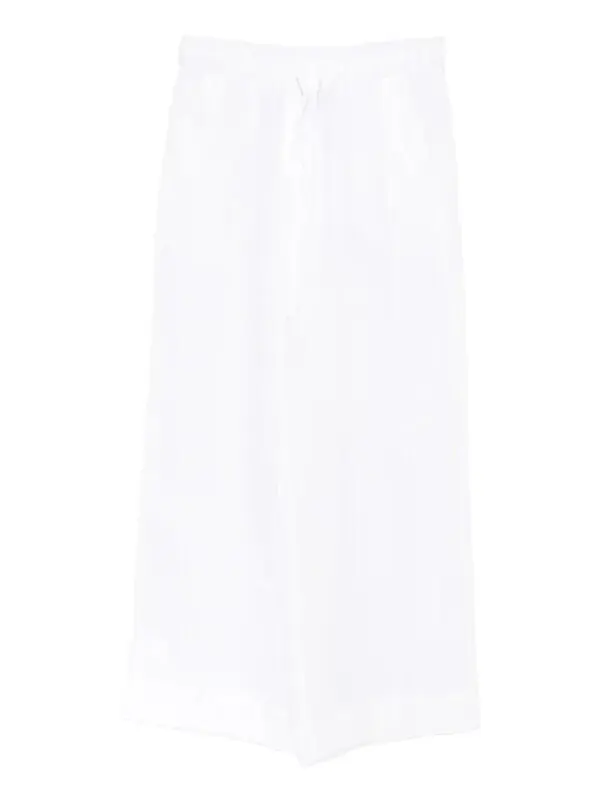Marella Linen Wide Leg Trousers - White