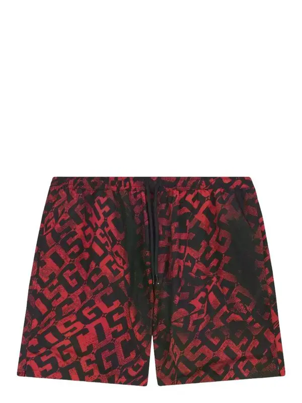 Gcds Monogram-print Swim Shorts - Red