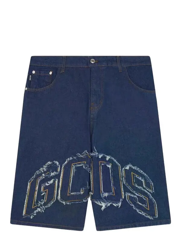 Gcds Logo-patch Denim Shorts - Blue