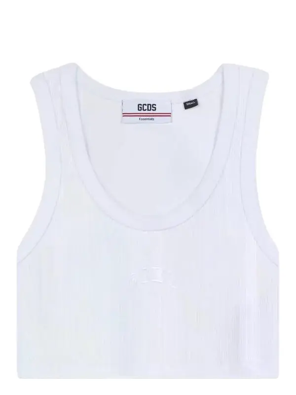 Gcds Logo-embroidered Crop Top - White
