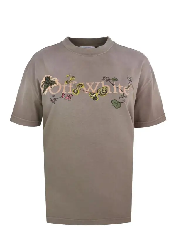 Off-White Floral-print Logo T-shirt - Neutrals