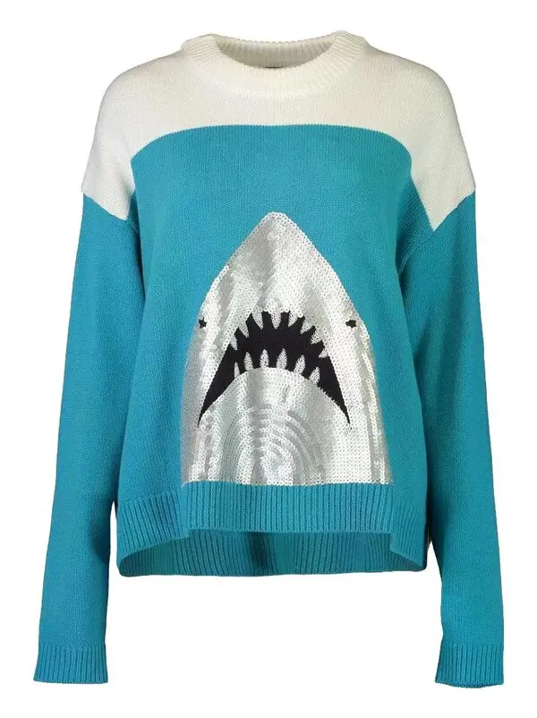 Staud Sequin Shark Sweater - Blue