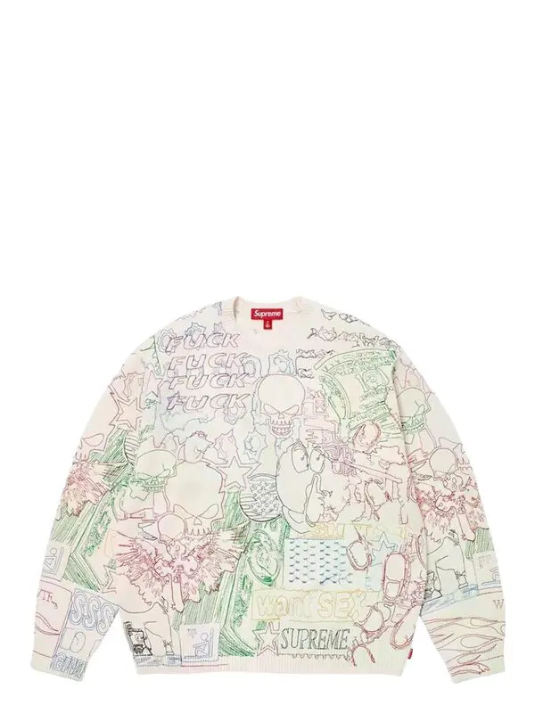 Supreme Collage-embroidered Sweater - White