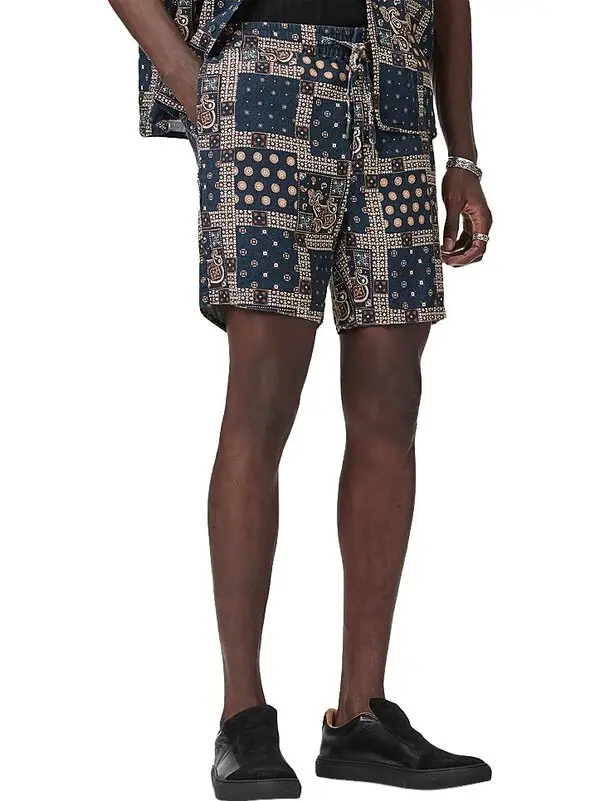 John Varvatos Daryl Linen Drawstring Shorts - Deep Blue