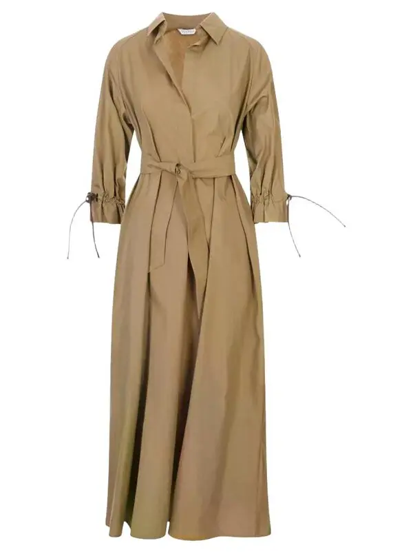 Max Mara Belted Dress With Drawstring Cuffs - Neutrals