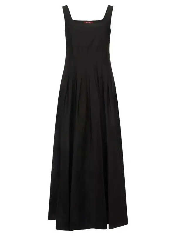 Max Mara Square-neck Pleated Midi Dress - Black