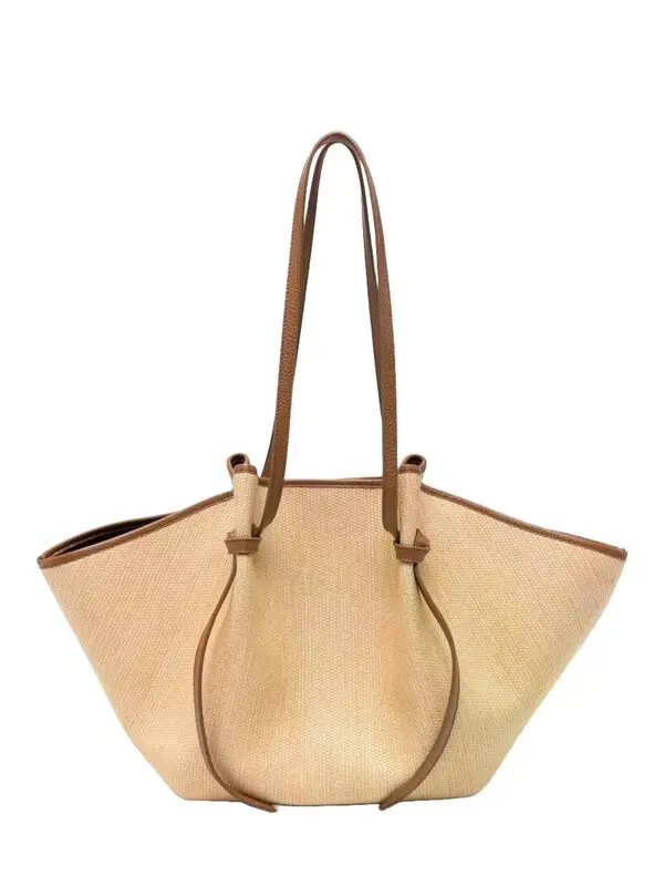 Yuzefi Large Mochi Woven Tote Bag With Leather Trim - Neutrals