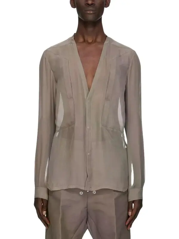 Rick Owens Larry Fogpocket Semi-sheer Shirt - Neutrals
