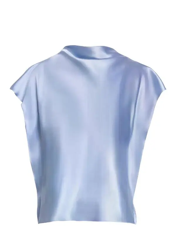 Tanya Taylor Adrien Draped-neck Blouse - Blue
