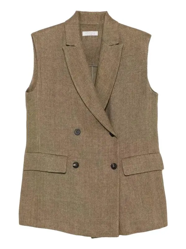 Antonelli Firenze Fernando Herringbone Waistcoat - Green