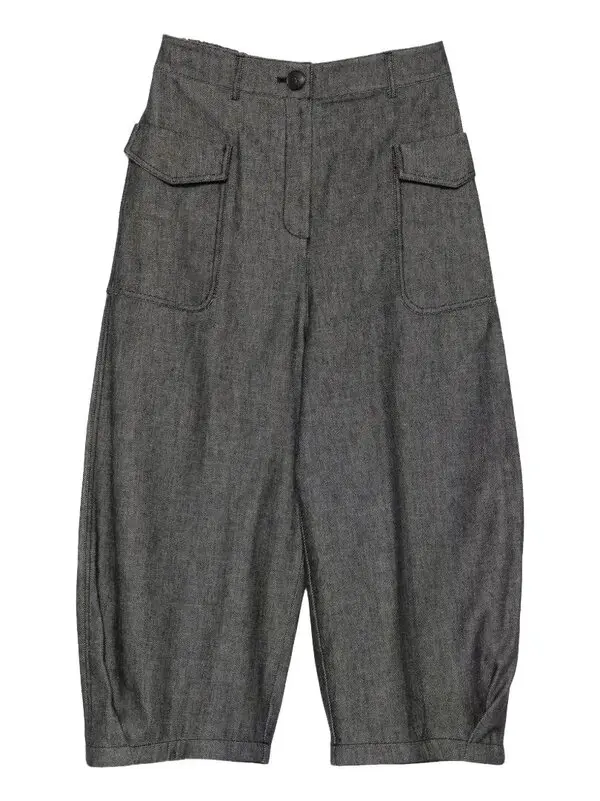 Soh Belt-loops Cropped Trousers - Grey