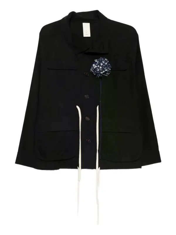 Soh Floral Appliqué Jacket - Black