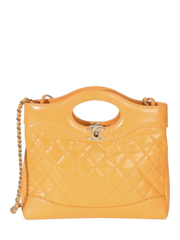 Chanel Shiny Crumpled Quilted Calfskin Mini 31 Shopping Bag - Orange