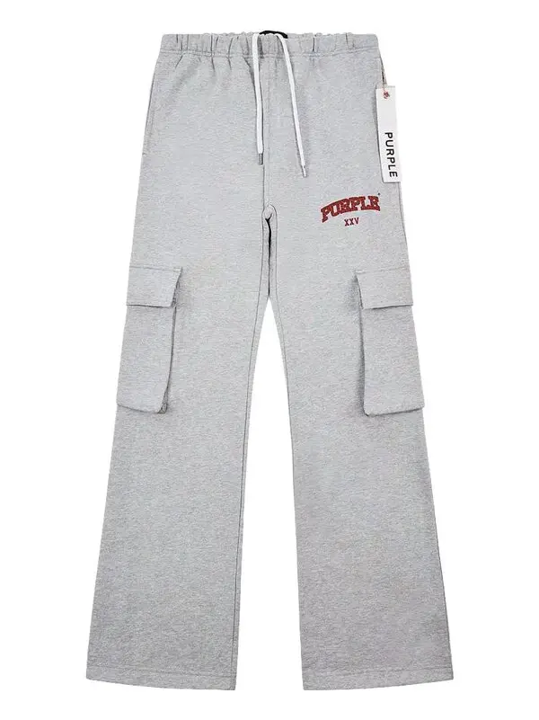 PURPLE BRAND Heather Jersey Crackle Cargo Trousers - Grey