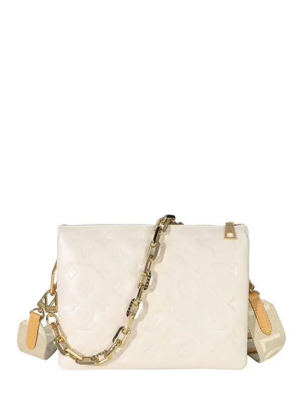 LOUIS VUITTON Monogram Embossed Coussin Pm - White