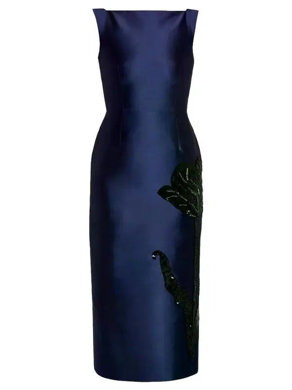 Erdem Mikado Boat-neck Midi Dress - Blue