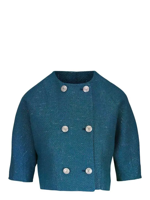 Kiton Double-breasted Cropped Jacket - Blue