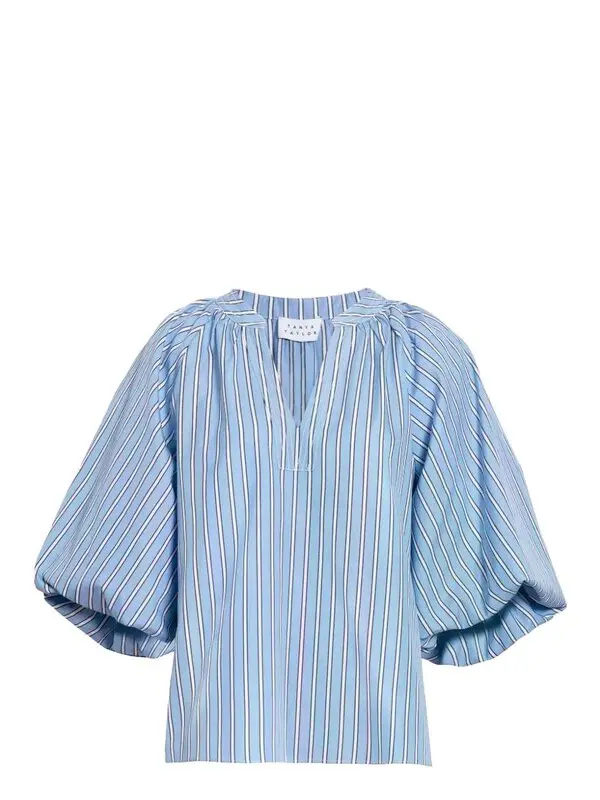 Tanya Taylor Striped V-neck Top - Blue