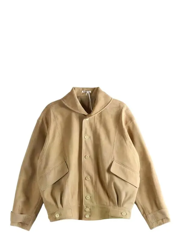 Auralee Leather Jacket - Neutrals