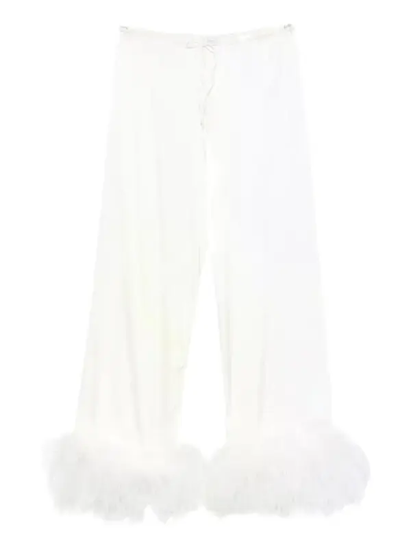Oseree Feather-trim Drawstring Trousers - White