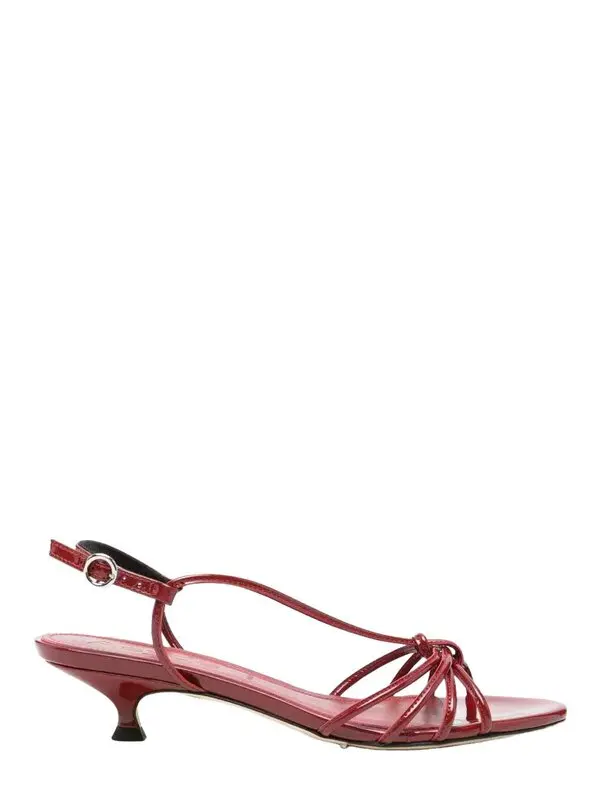 AeydĒ Knotted Patent-leather Kitten Heel Sandals - Red