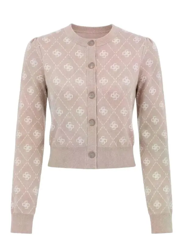 Guess Diamond-pattern Logo-print Cardigan - Neutrals