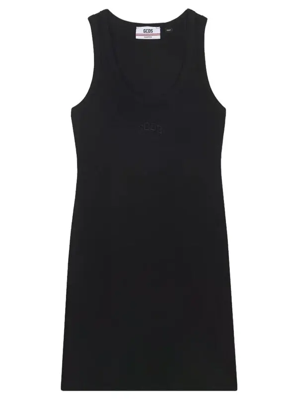 Gcds Logo-embroidered Mini Dress - Black