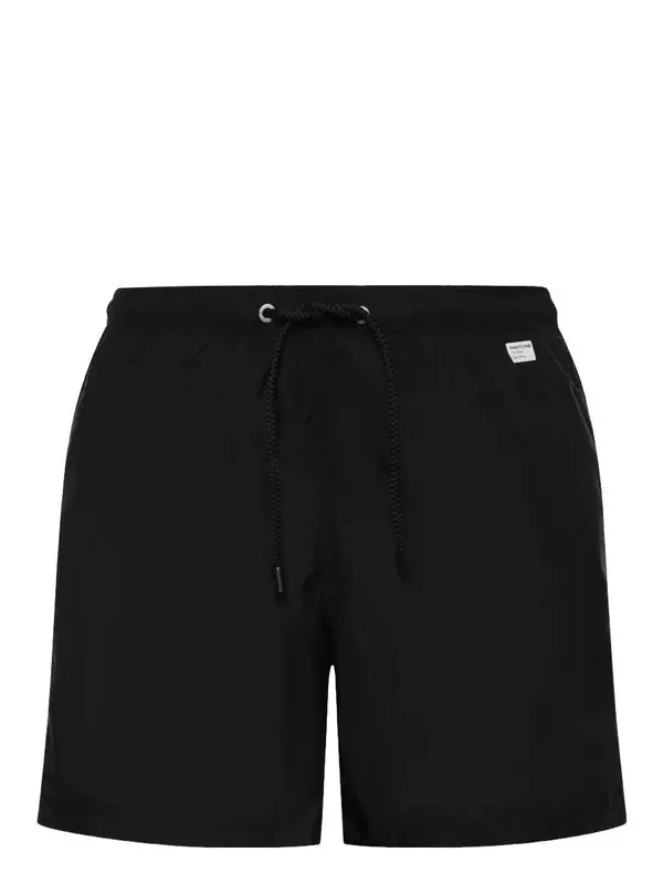MC2 SAINT BARTH Logo-patch Drawstring Swim Shorts - Black