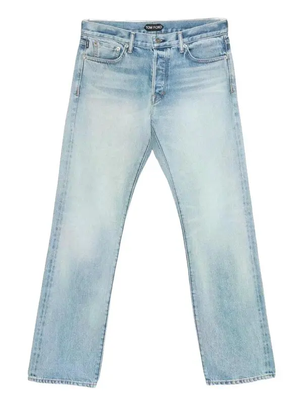 TOM FORD Faded Straight-leg Jeans - Blue