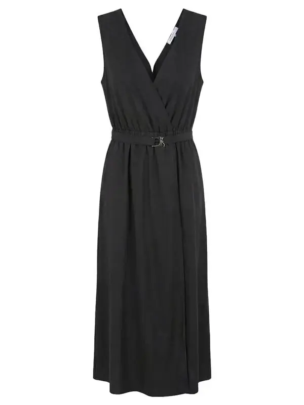 Patrizia Pepe Belted Wrap-design Midi Dress - Black